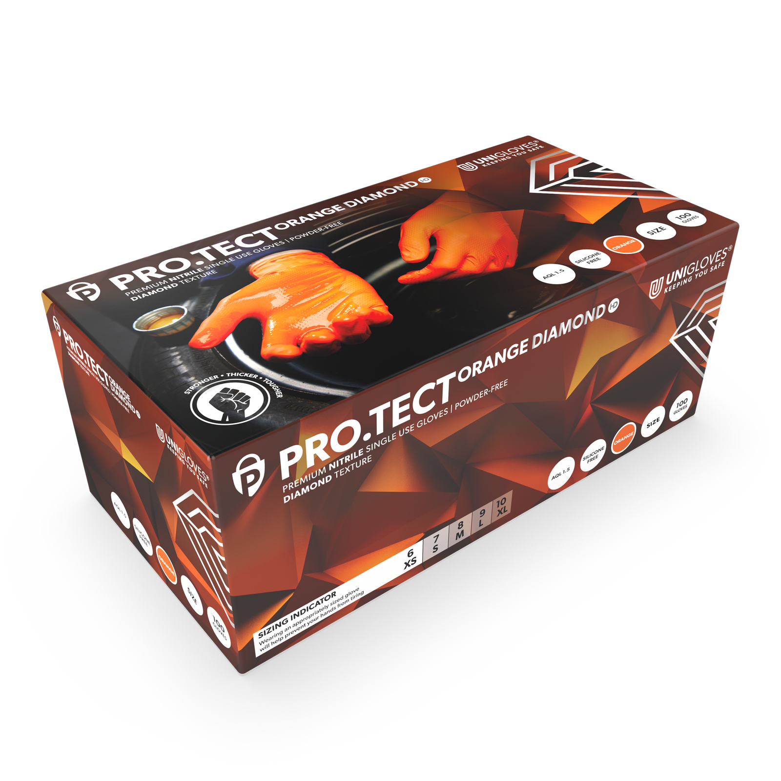 PRO-TECT Orange Diamond HD Nitrile Gloves Box of 100 – UKMEDI