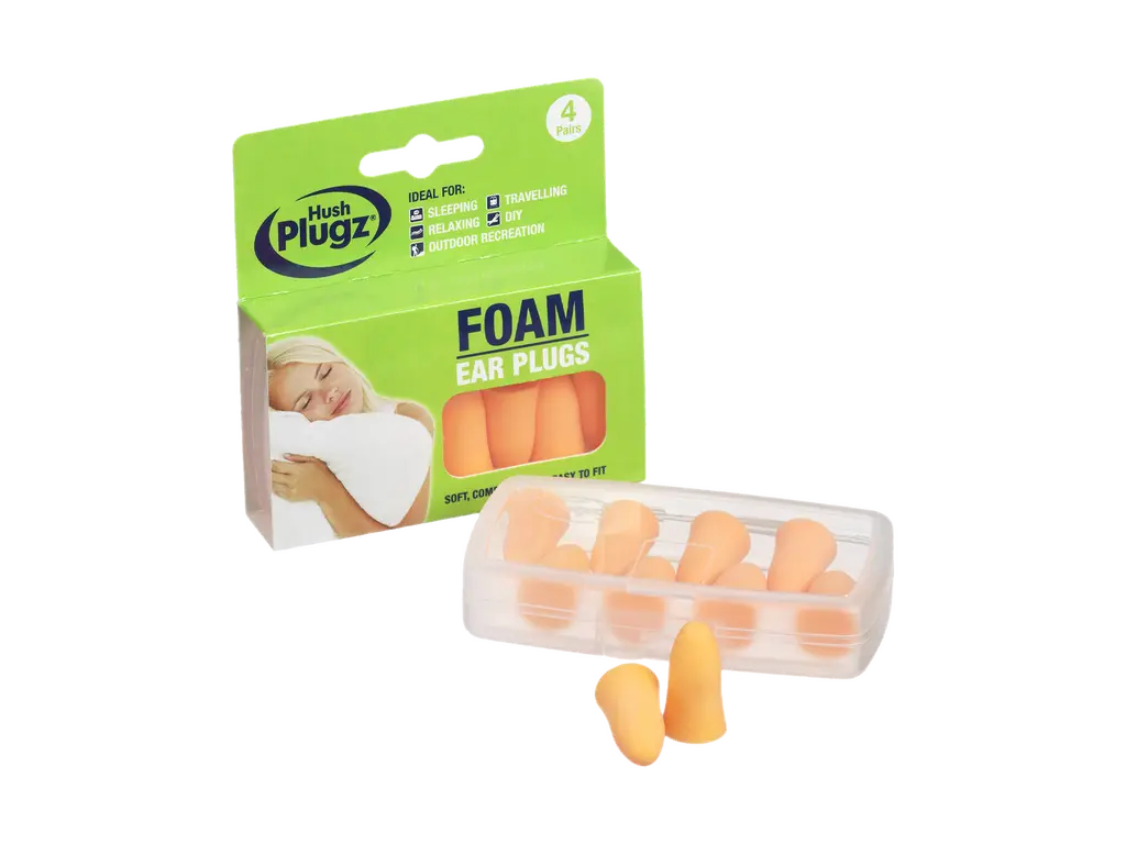 4-Pair Hush Plugz Foam Earplugs | UKMEDI